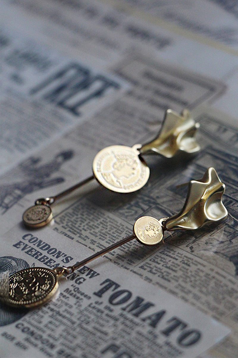 Original Design Asymmetrical Coin Cool Matte Texture Handmade Ear Clip ...